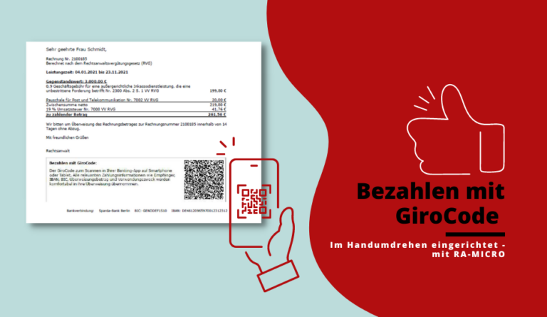 Für Ihre Mandanten – Bezahlen mit GiroCode – RA-MICRO Baden-Württemberg